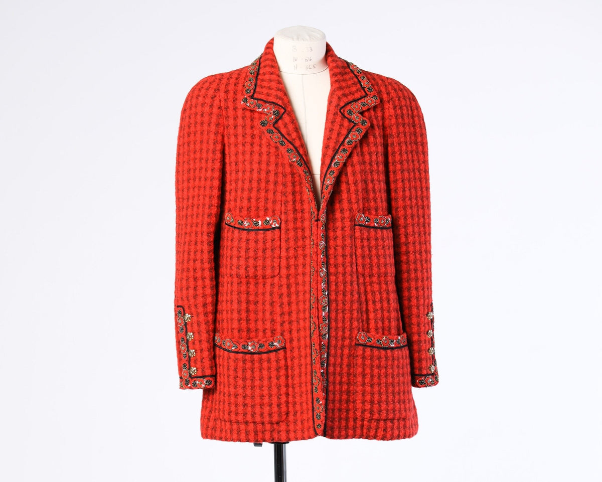 CHANEL | Rare Red Plaid Embellished Jacket – The Vault By Volpe Beringer